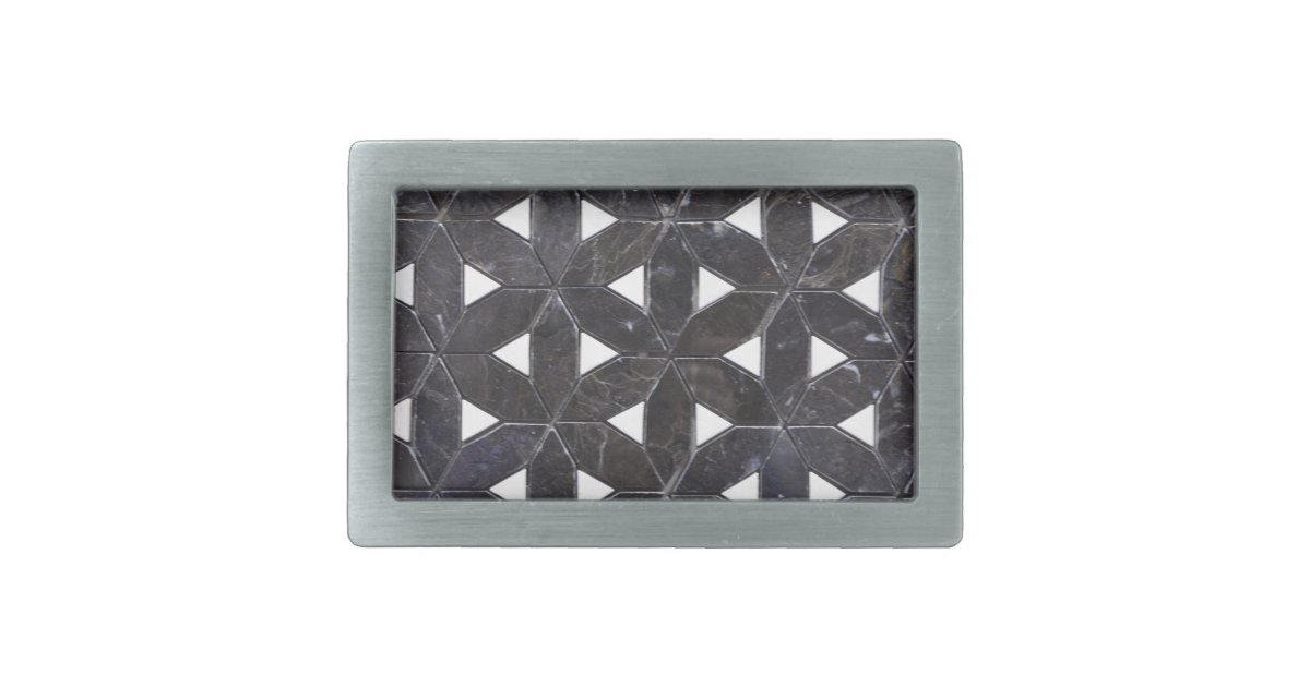 elegant Gray Mosaic flower of life Tile pattern Belt Buckle | Zazzle