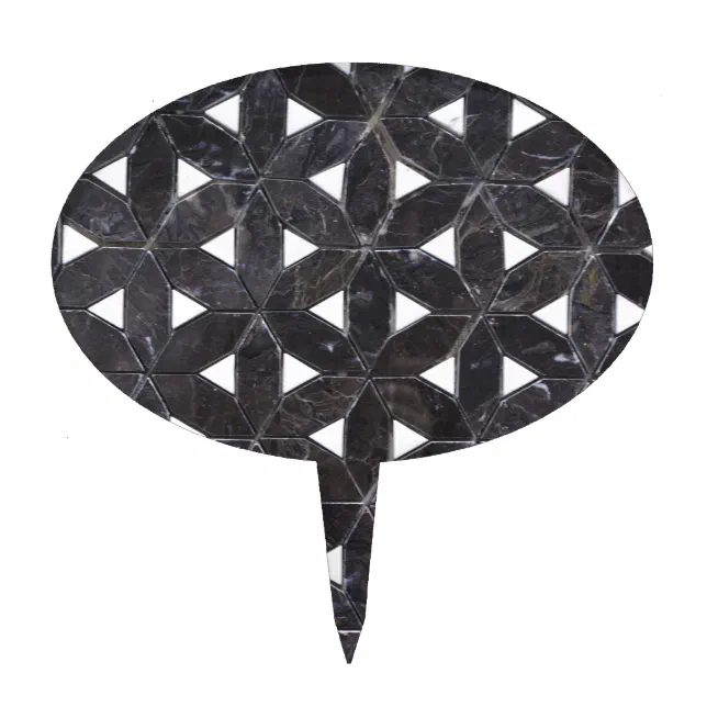 elegant Gray Mosaic flower of life Tile pattern Cake Topper | Zazzle