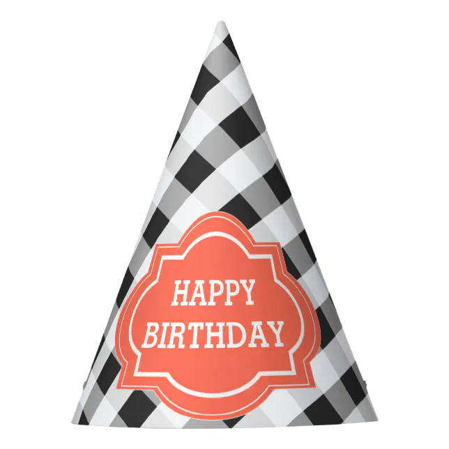 Elegant Gray Orange Personalized Happy Birthday Party Hat | Zazzle