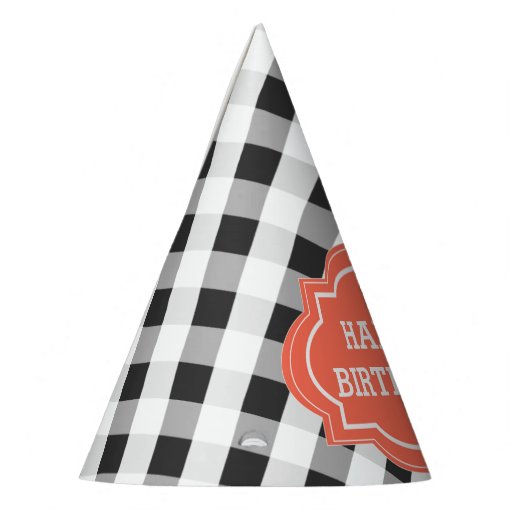 Elegant Gray Orange Personalized Happy Birthday Party Hat | Zazzle
