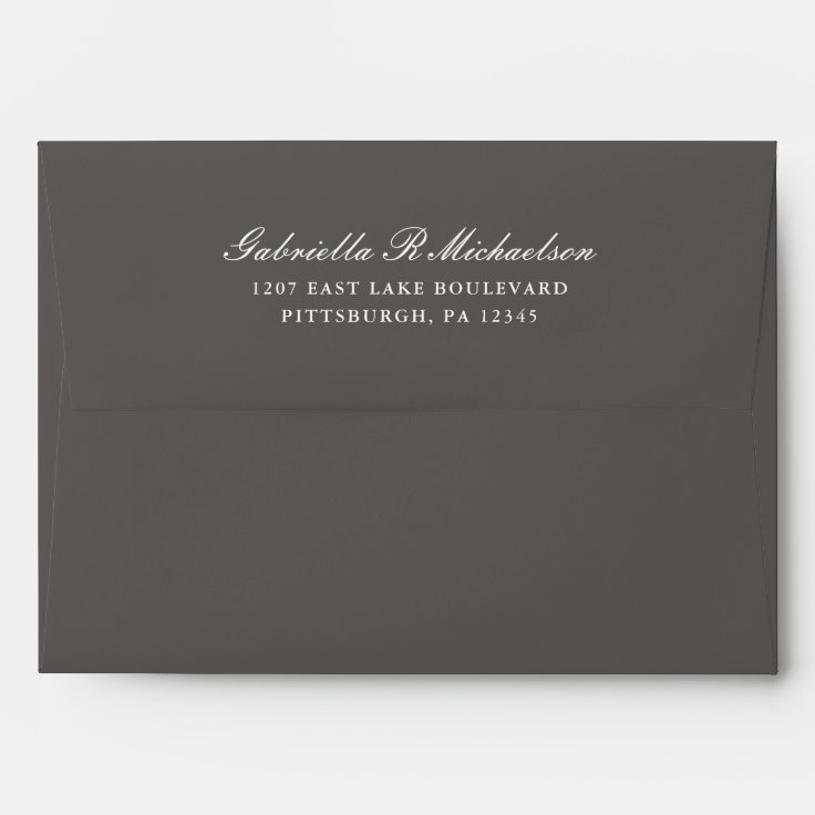 Elegant Gray Return Address Wedding Envelope | Zazzle