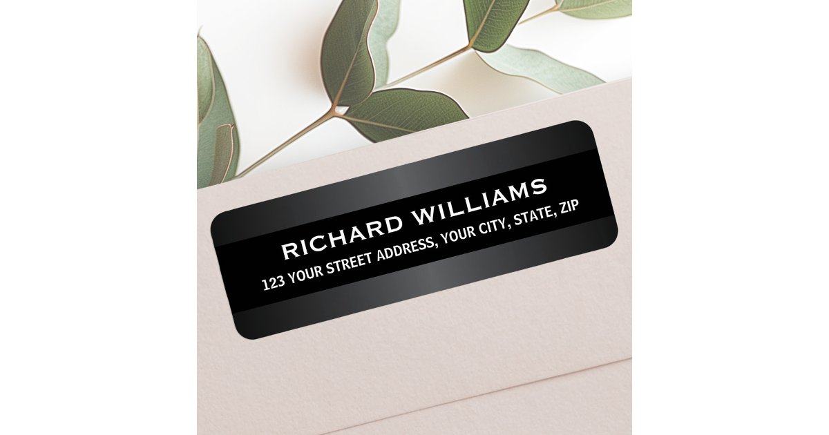Elegant gray satin borders return address label | Zazzle