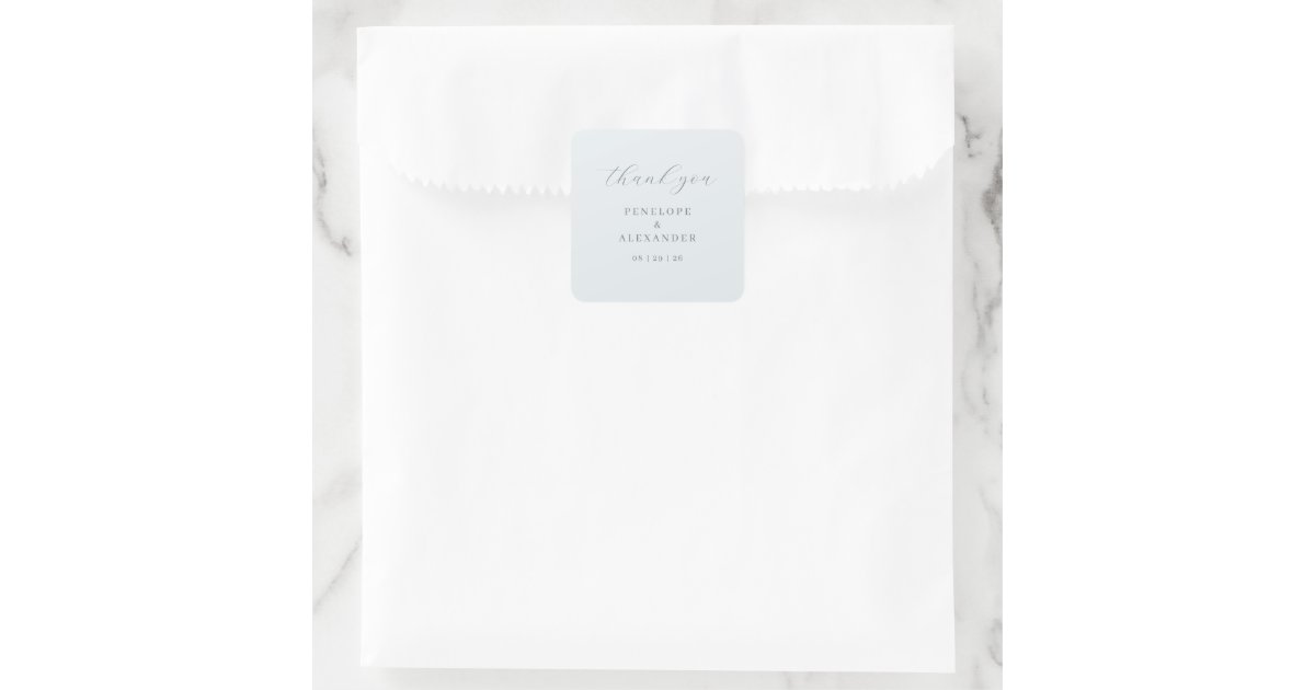 Elegant Gray Thank You Card Square Sticker | Zazzle