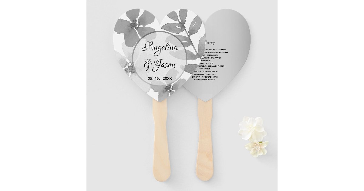 Elegant Gray Wedding Hand Fan | Zazzle