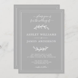 Elegant Gray Wedding invitation | Zazzle