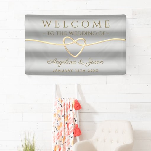 Elegant Gray Welcome Wedding Banner | Zazzle