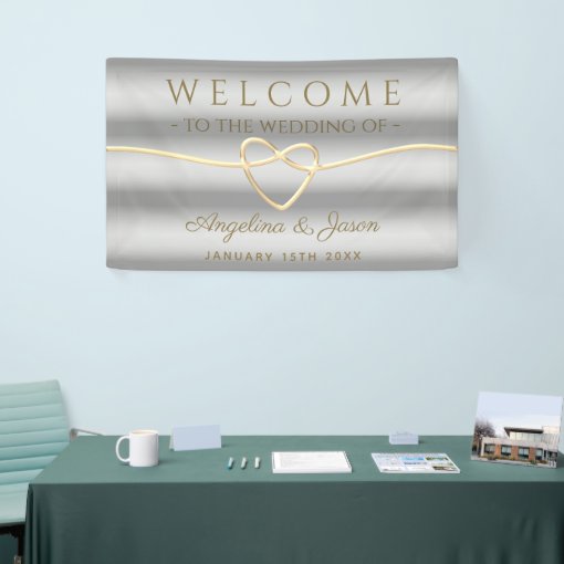 Elegant Gray Welcome Wedding Banner | Zazzle