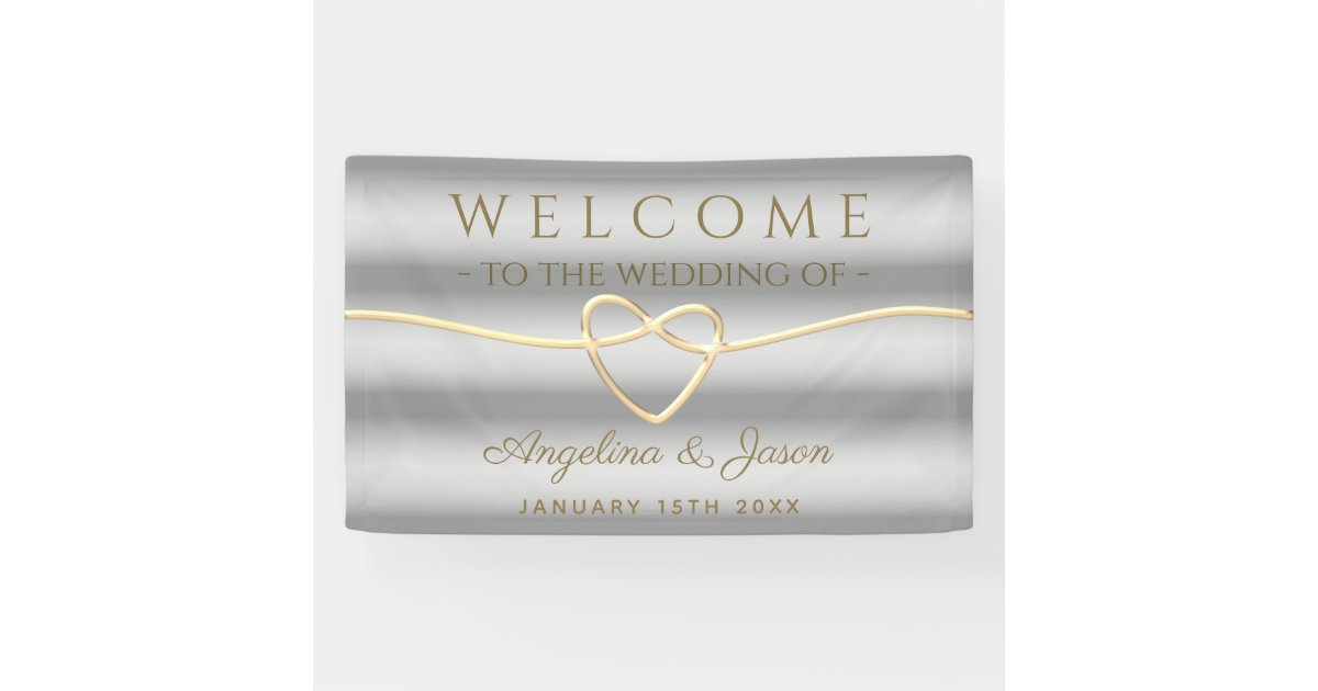 Elegant Gray Welcome Wedding Banner | Zazzle