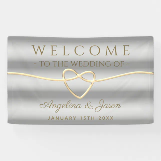 Elegant Gray Welcome Wedding Banner | Zazzle