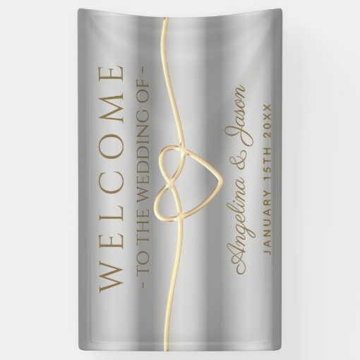 Elegant Gray Welcome Wedding Banner | Zazzle