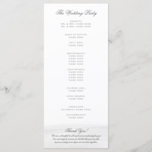 Elegant Gray White Watercolor Wreath Wedding Program | Zazzle