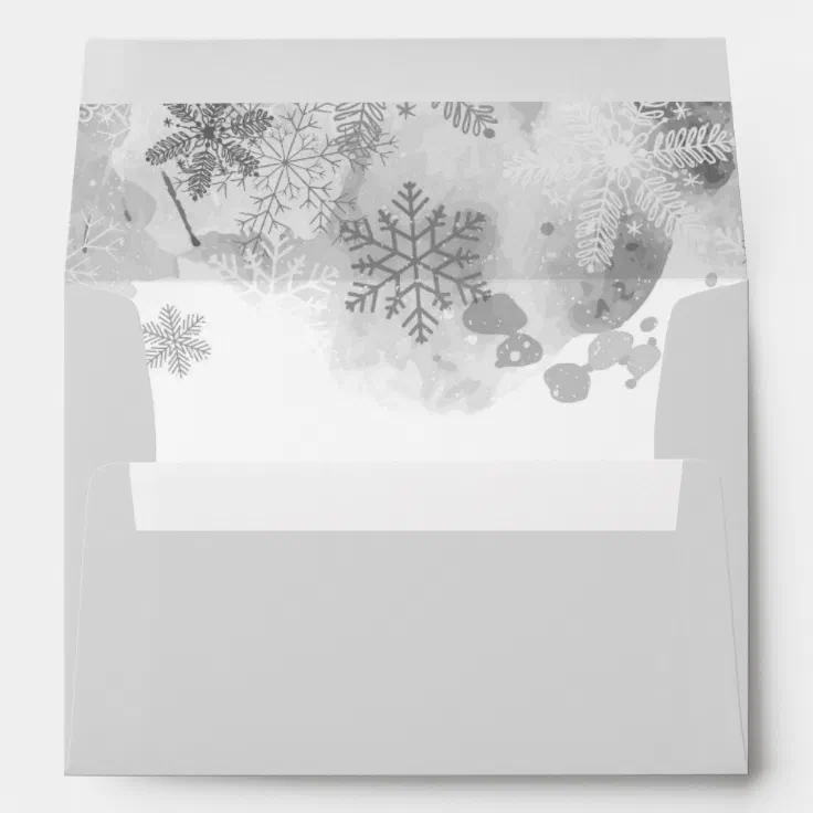 Elegant Gray Winter Snowflakes 5x7 Envelope | Zazzle
