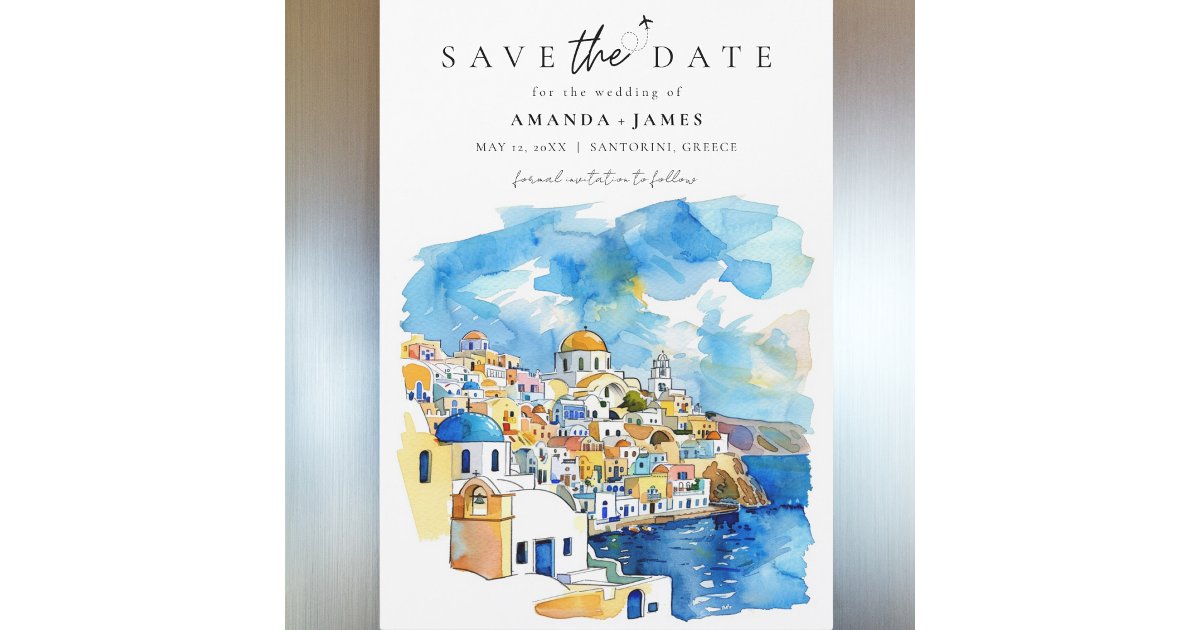 Elegant Greece Destination Wedding Save the Date Magnetic Invitation ...
