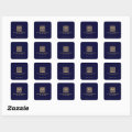 Elegant Greek Key Designer Logo Gold/Dark Blue Square Sticker | Zazzle