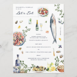 Elegant Greek Themed | Illustrated Mediterranean Menu | Zazzle