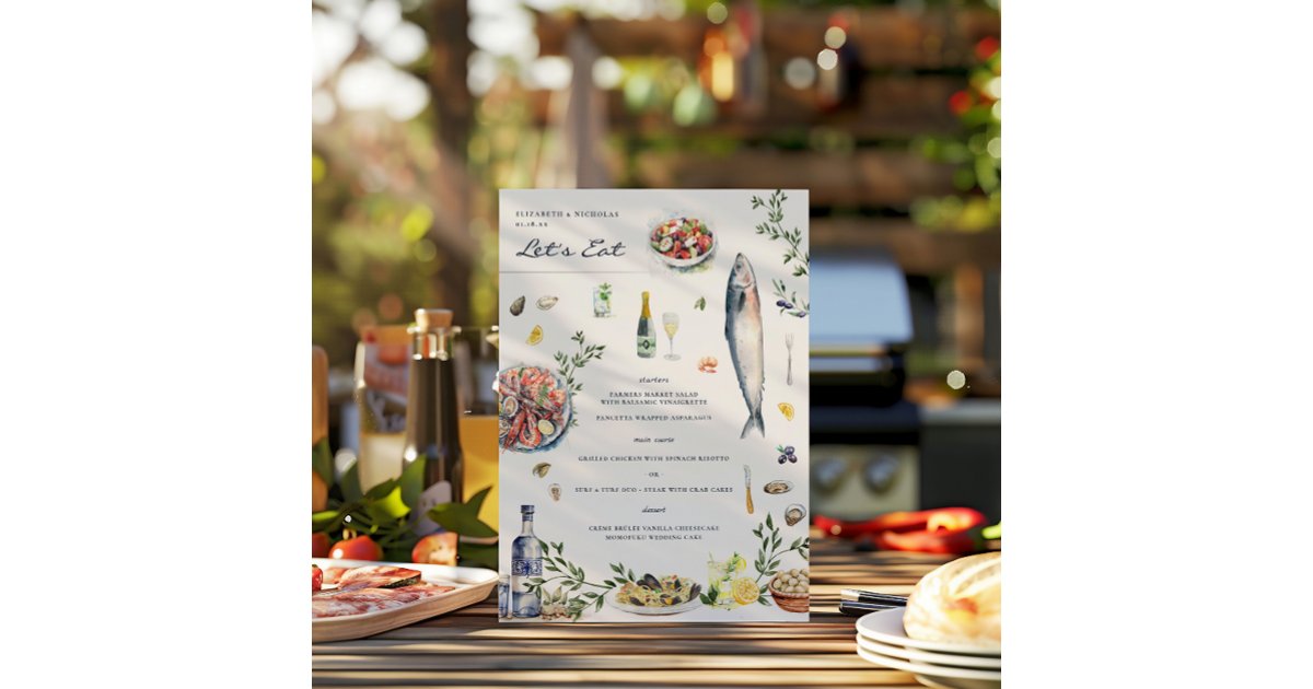 Elegant Greek Themed | Illustrated Mediterranean Menu | Zazzle
