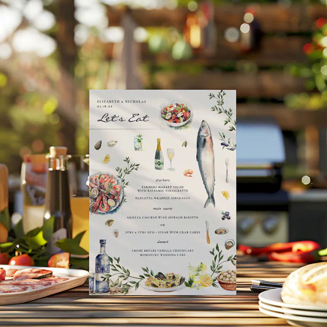 Elegant Greek Themed | Illustrated Mediterranean Menu | Zazzle