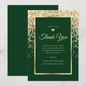 Elegant Green and Gold Confetti Graduation Thank You Card | Zazzle