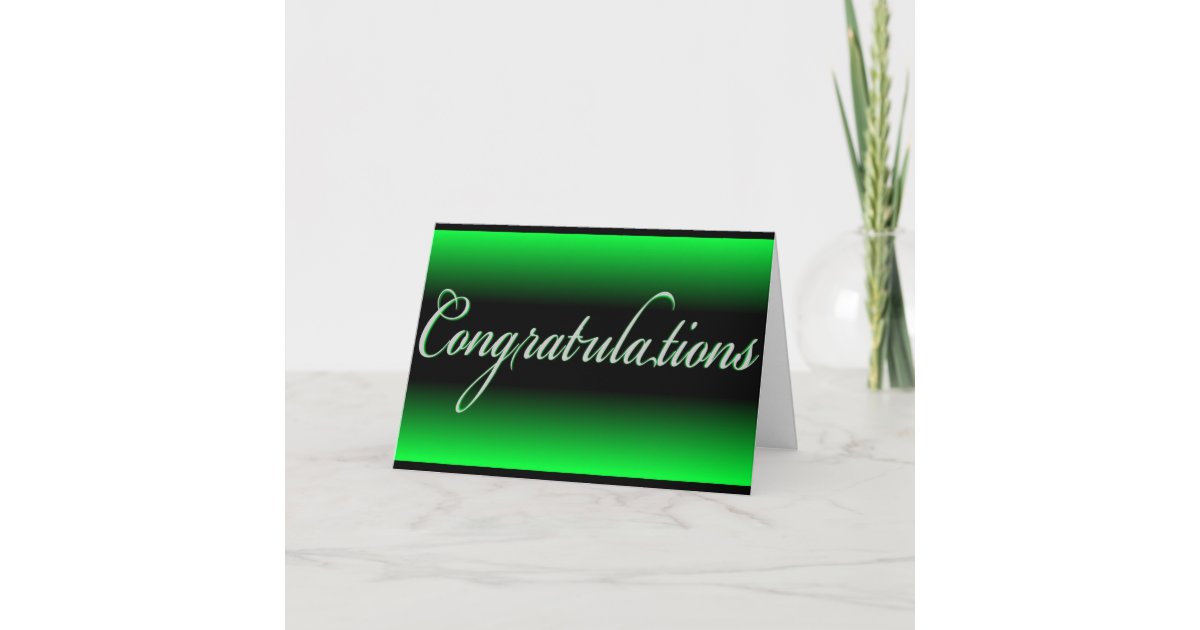 Elegant green black fade Congratulations card | Zazzle