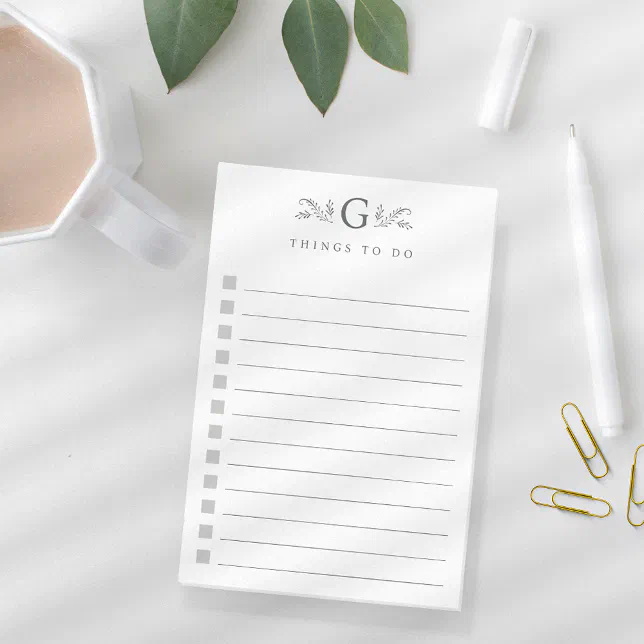 Elegant Green Botanical Monogram To Do List Post-it Notes | Zazzle