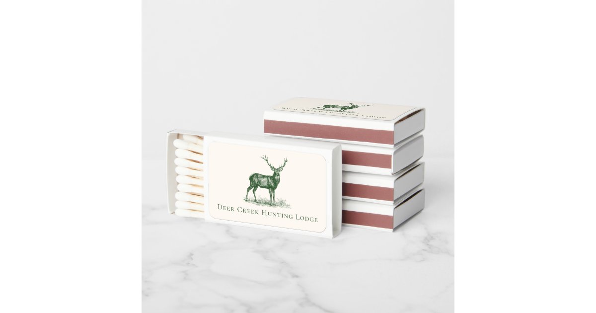 Elegant Green Deer Stag Hunting Party Lodge Matchboxes | Zazzle