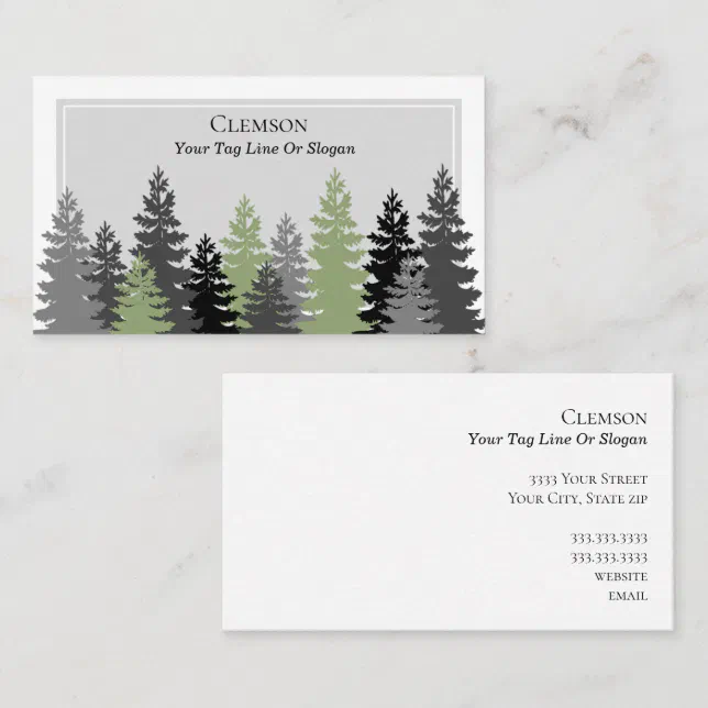 Elegant Green Evergreen Trees Professional Business Card | Zazzle