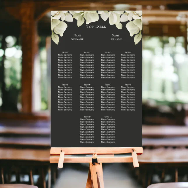 Elegant Green Foliage Wedding Seating Plan Poster | Zazzle