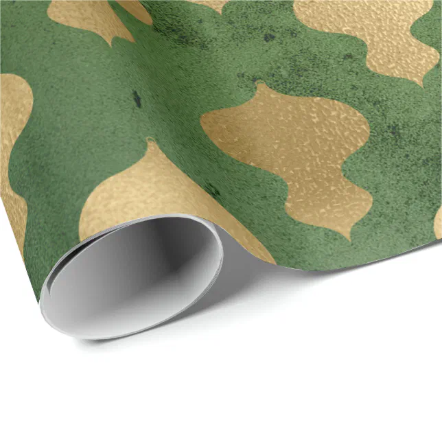 Elegant green & gold Christmas decoration pattern Wrapping Paper | Zazzle