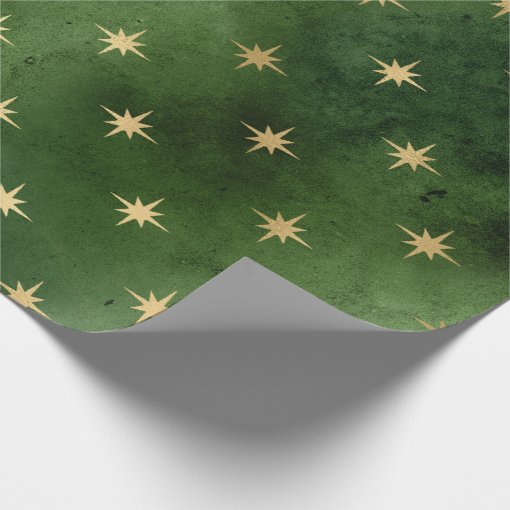 Elegant green & gold Christmas star pattern Wrapping Paper | Zazzle