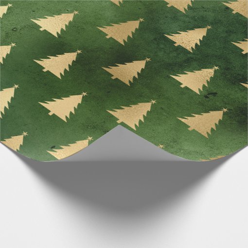 Elegant green & gold Christmas tree pattern Wrapping Paper | Zazzle
