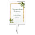 Elegant Green Gold Custom Botanical Wedding Cake Topper | Zazzle