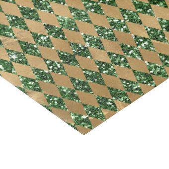 Elegant Green Gold Diamond Pattern Tissue Paper | Zazzle