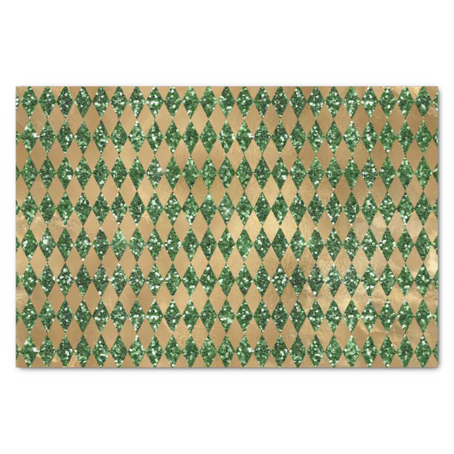 Elegant Green Gold Diamond Pattern Tissue Paper | Zazzle