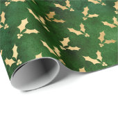 Elegant green gold foil cute mistletoe pattern wrapping paper | Zazzle