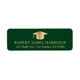 Elegant Green Gold Graduation Return Address Label | Zazzle