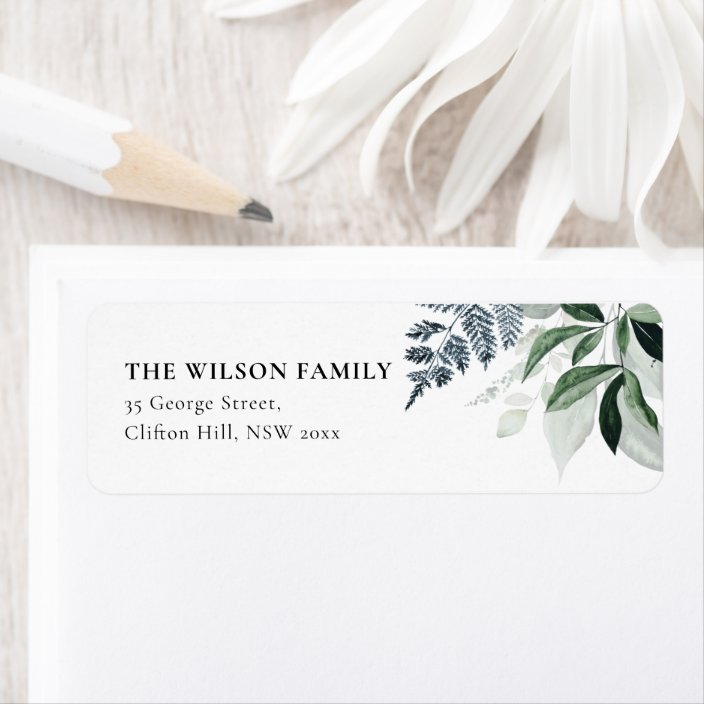 Elegant Green Gold Greenery Frame Address Label | Zazzle