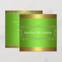 Elegant Green & Gold Jewel Birthday Event Invitation | Zazzle