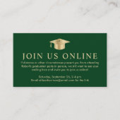 Elegant Green Gold Online Graduation Party Enclosure Card | Zazzle