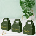 Elegant Green Gold Script Christmas Personalized Favor Boxes | Zazzle