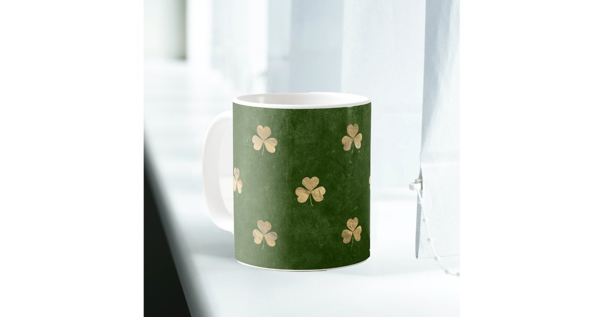 Elegant Green Gold Shamrock Coffee Mug | Zazzle