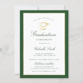 Elegant green graduation ceremony invitation | Zazzle