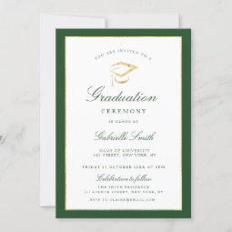 Elegant green graduation ceremony invitation | Zazzle