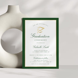 Elegant green graduation ceremony invitation | Zazzle