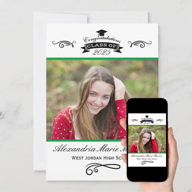 Elegant Green - Graduation Invitation | Zazzle