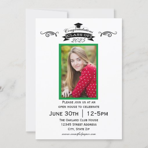 Elegant Green - Graduation Invitation | Zazzle