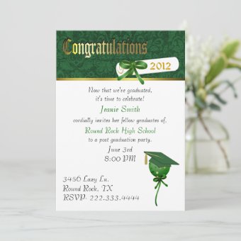 Elegant Green Graduation Party Invitation | Zazzle