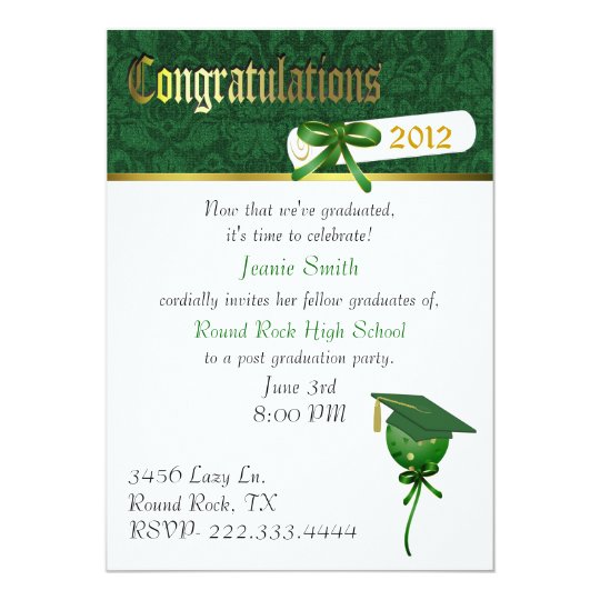 Elegant Green Graduation Party Invitation | Zazzle.com