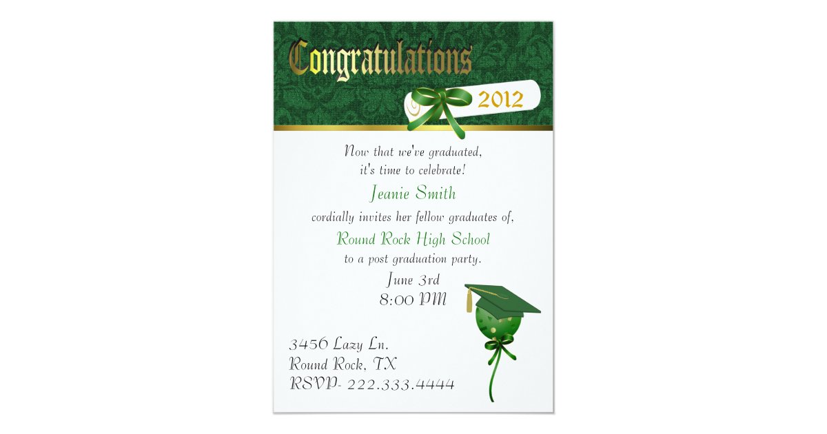 Elegant Green Graduation Party Invitation | Zazzle.com