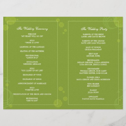 Elegant Green Irish Bi Fold Wedding Programs | Zazzle