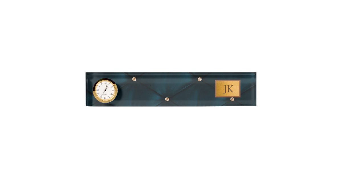 Elegant Green Leather,Diamonds,Monogram Desk Name Plate | Zazzle